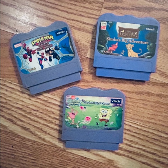 vtech | Toys | 3 Vtech Learning Game Cartridges Superman Spongebob ...